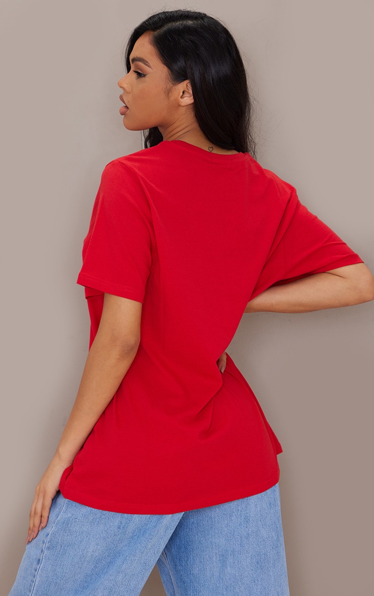 PRETTYLITTLETHING Cotton Red Oversized T-Shirt | Tops ...