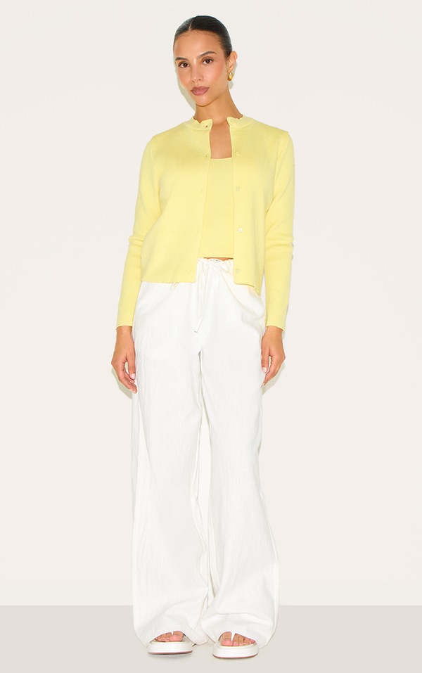 Petite Lemon Knitted Button Up Cardigan | Petite | PLT