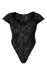 Shape Black Lace Short Sleeve Cut Out Bodysuit | Shape ...