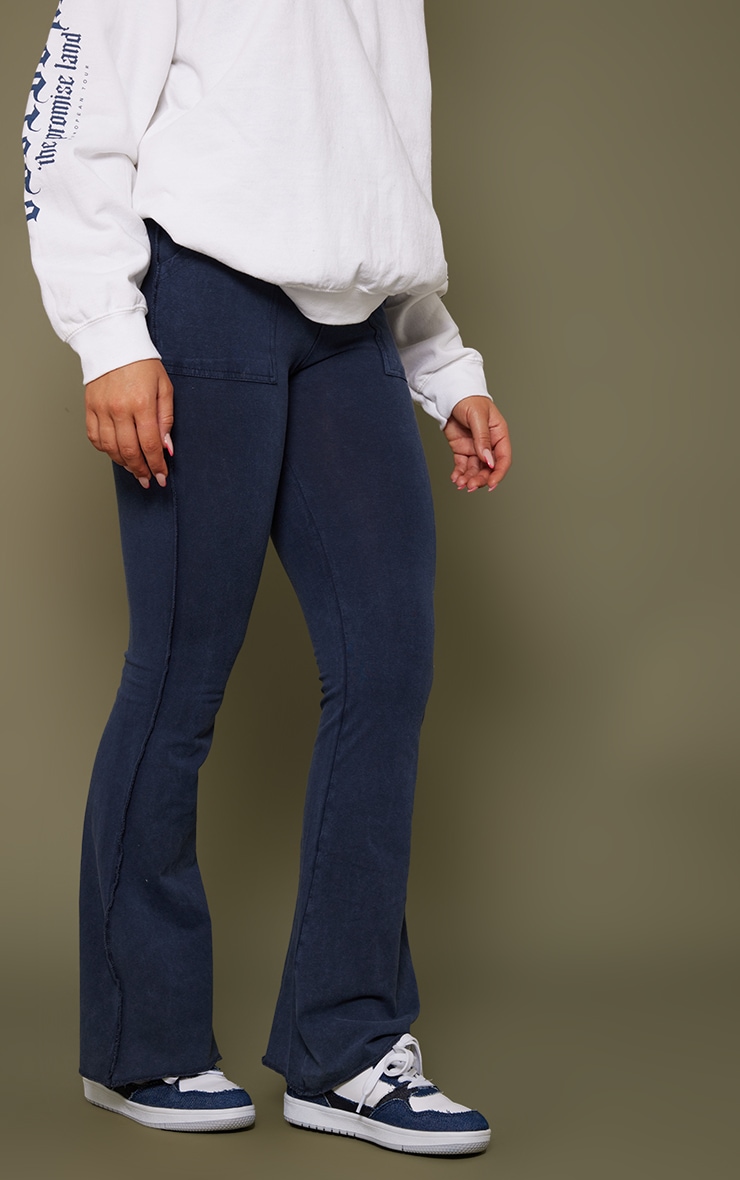 Blue Acid Washed Skinny Flare Pants | PrettyLittleThing USA