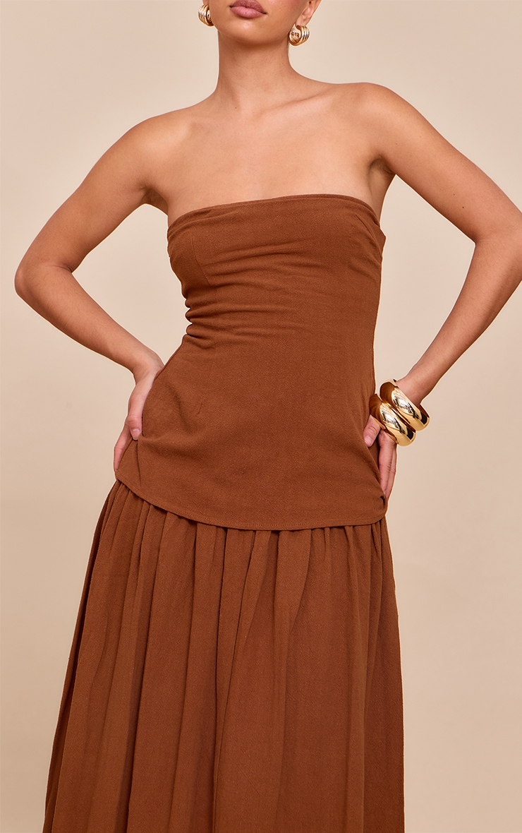 Chestnut Bandeau Long Line Maxi Dress | Dresses | PLT