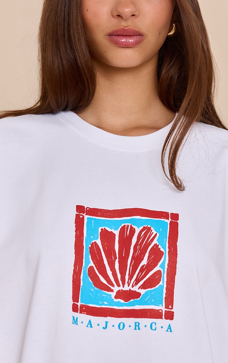 White Majorca Shell Graphic Cotton T Shirt | Tops | PLT