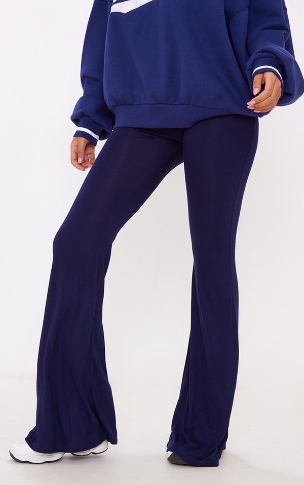 Tall Navy Jersey Flared Pants | Tall | PrettyLittleThing USA