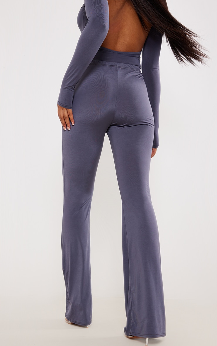 Charcoal Slinky Skinny Flared Trousers | PrettyLittleThing AUS