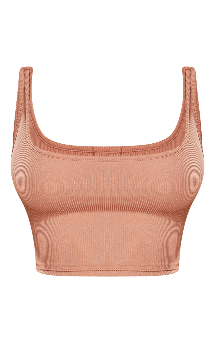 Shape Camel Ribbed Scoop Neck Crop Top | PrettyLittleThing USA