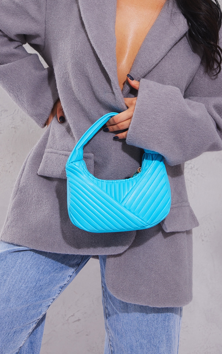 Blue Overlapping Pleated Shoulder Bag | Accessories | PrettyLittleThing USA