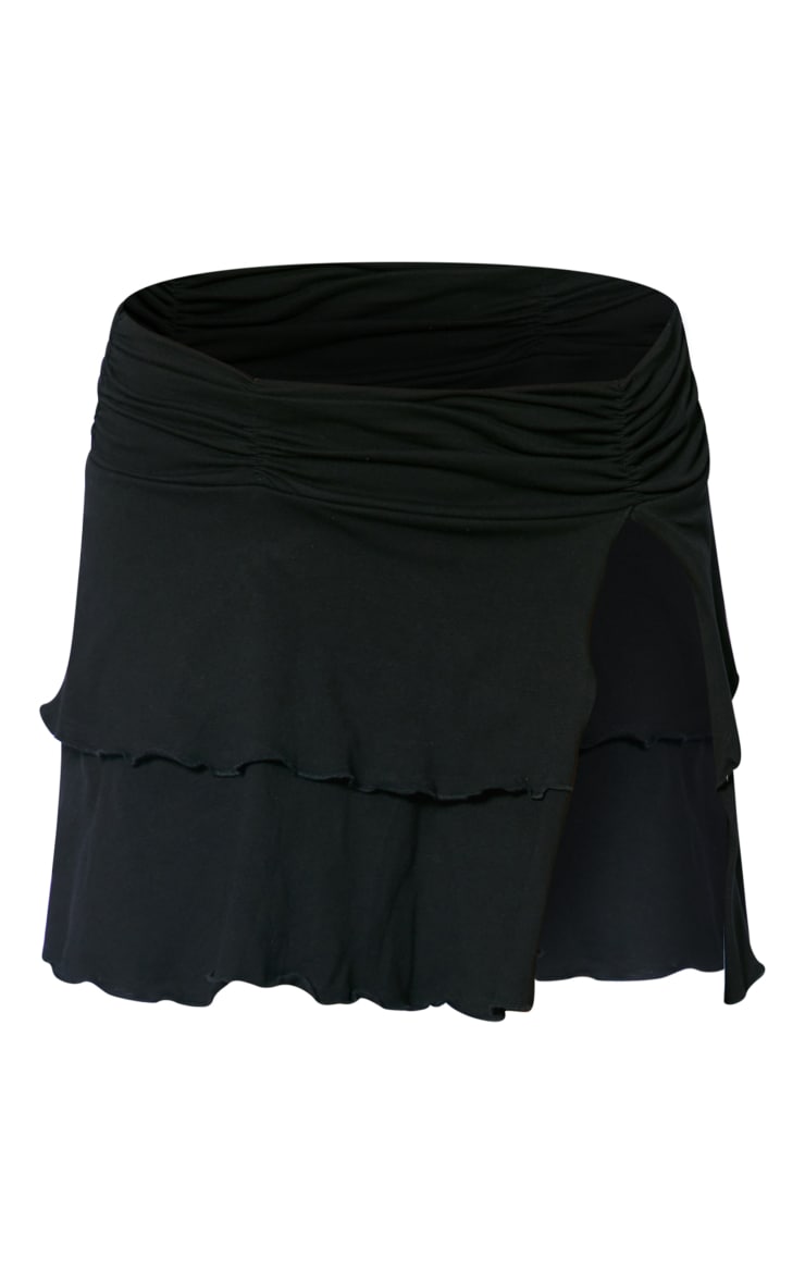 Black Cotton Layered Side Split Micro Mini Skirt | Co-ords ...
