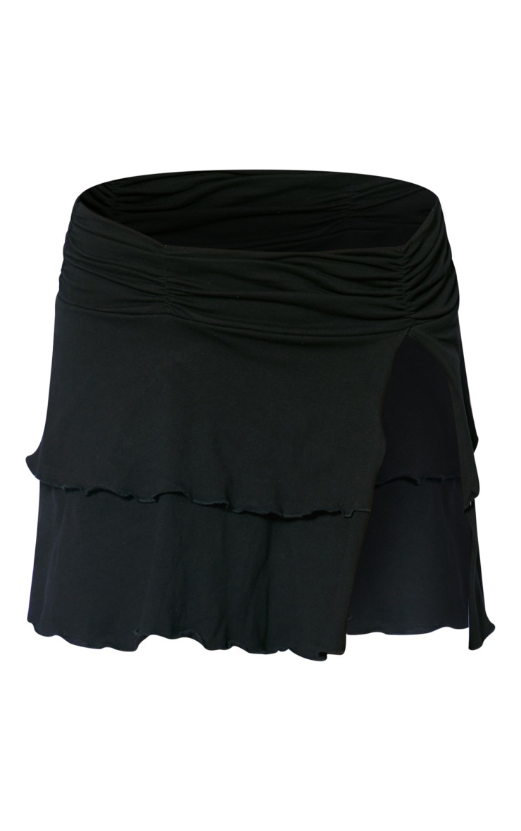Black Cotton Layered Side Split Micro Mini Skirt | Co-ords ...