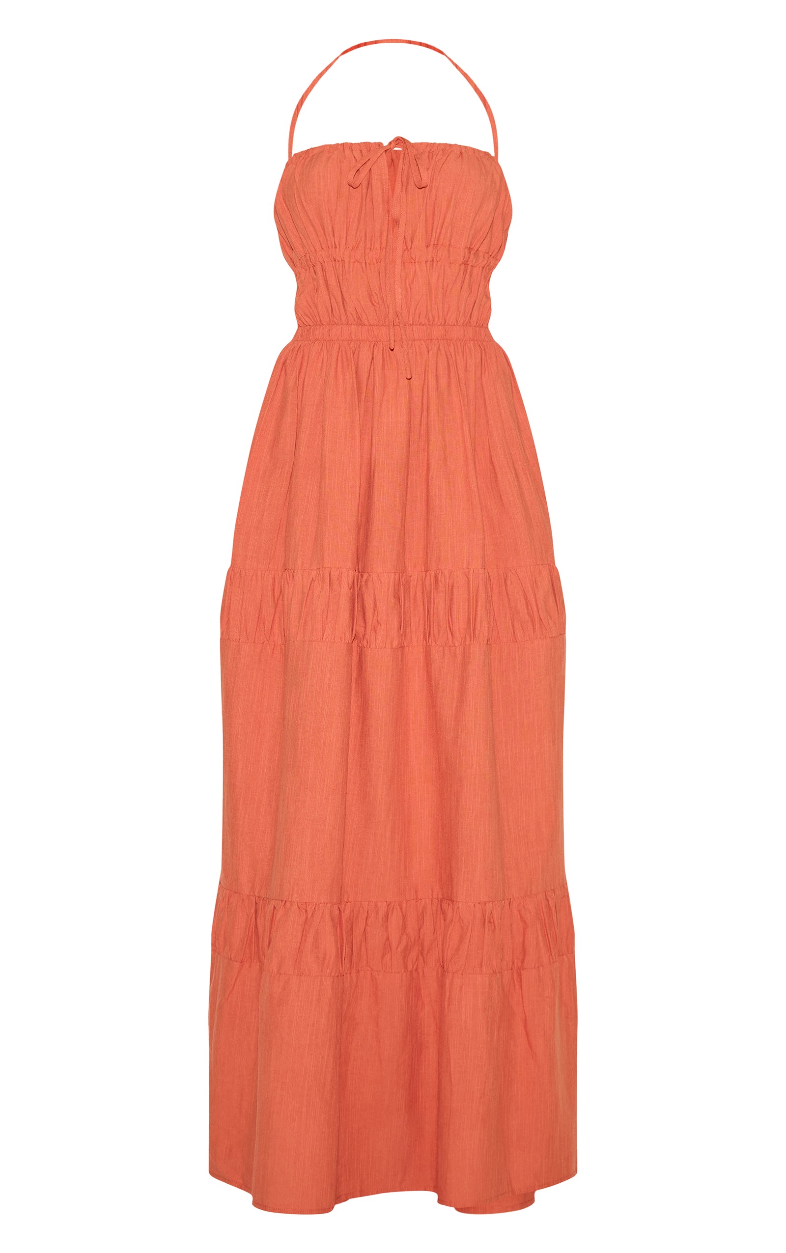 Rust Ruched Backless Strappy Maxi Dress | Dresses | PLT AUS