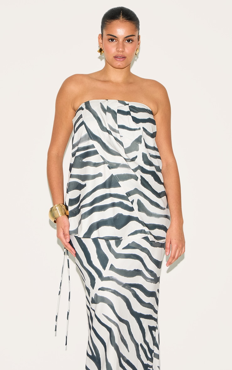 Plus Multi Zebra Floaty Woven Bandeau Long Top | Plus Size ...