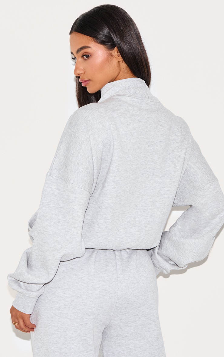 PLT Petite Ash Grey Oversized Half Zip Sweatshirt | Petite | PrettyLittleThing USA