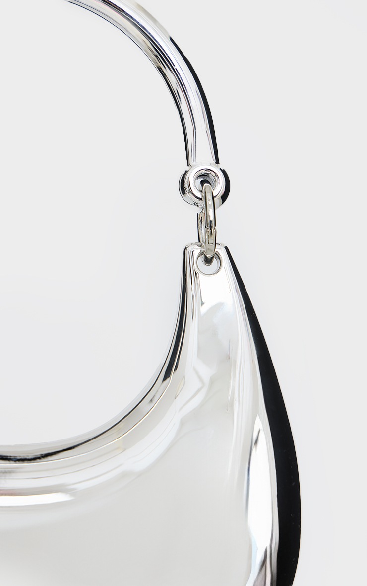 Silver Hard Smooth Curved Shoulder Bag | Accessories | PLT