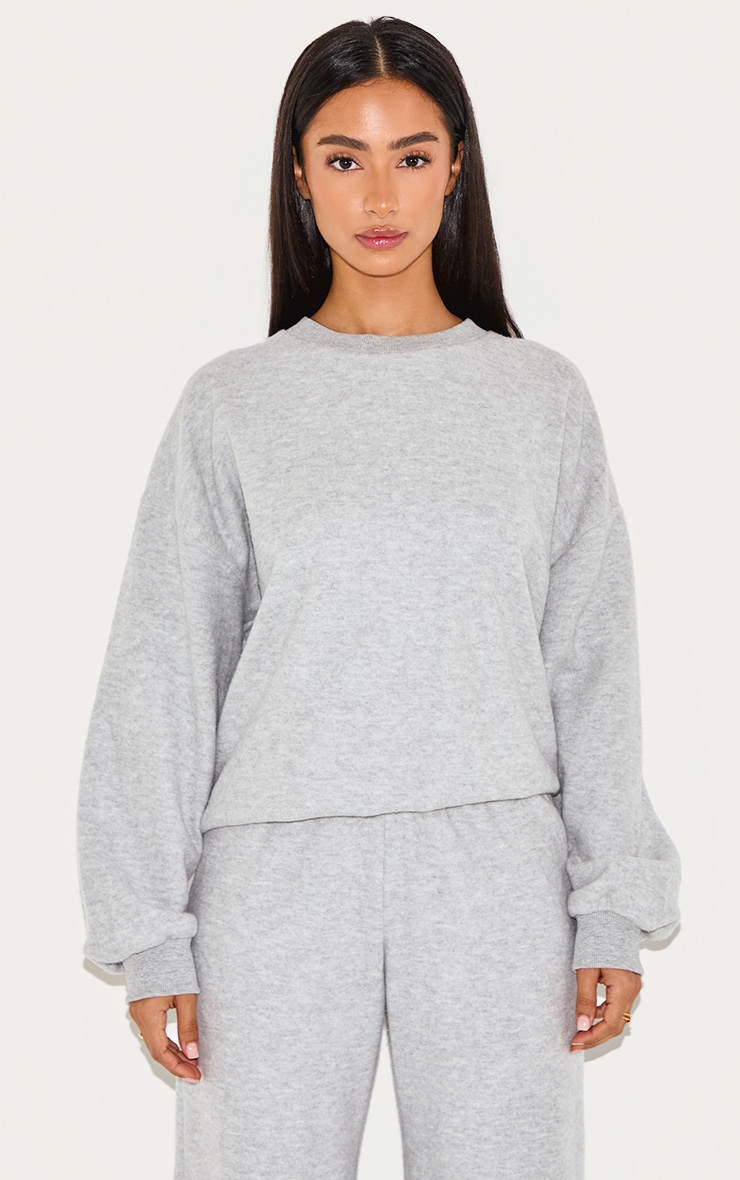 Petite Ash Grey Soft Touch Oversized Sweatshirt | Petite | PLT