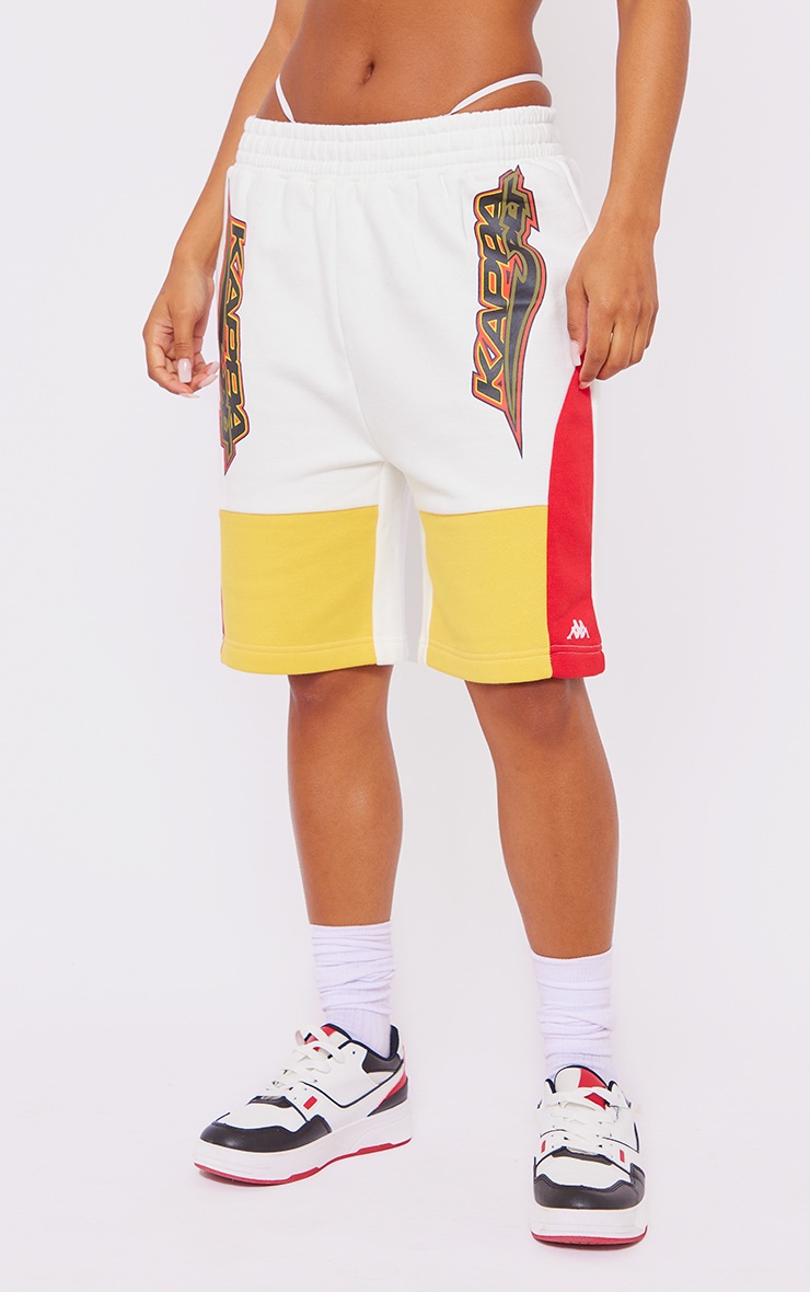 Kappa White Contrast Panel Oversized Shorts | PrettyLittleThing AUS