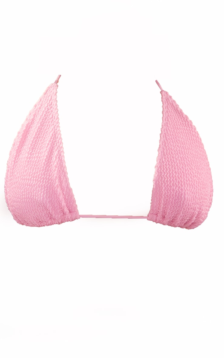 Pink Crinkle Triangle Bikini Top | Swimwear | PrettyLittleThing QA