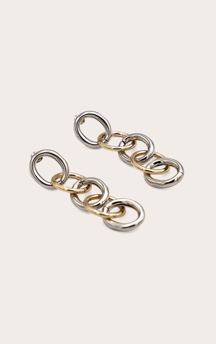 Gold Contrast Loop Drop Earrings | Accessories | PLT