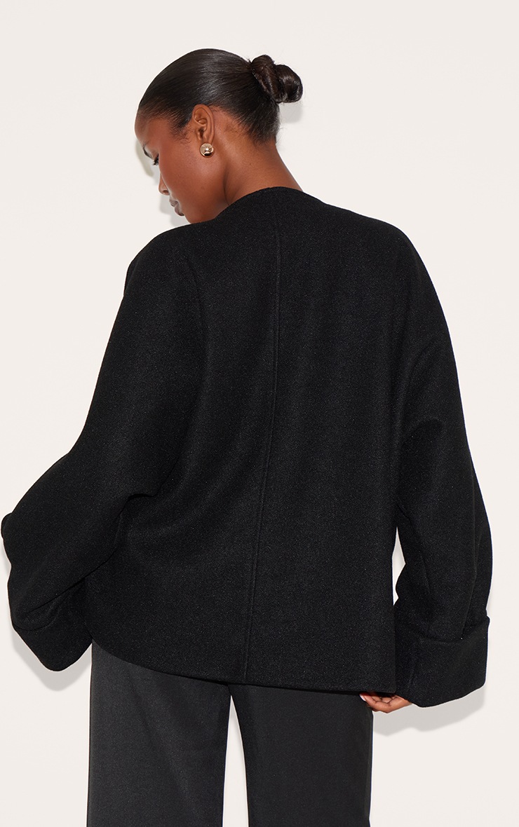 Black Wool Look Batwing Jacket | Outerwear | PrettyLittleThing AUS