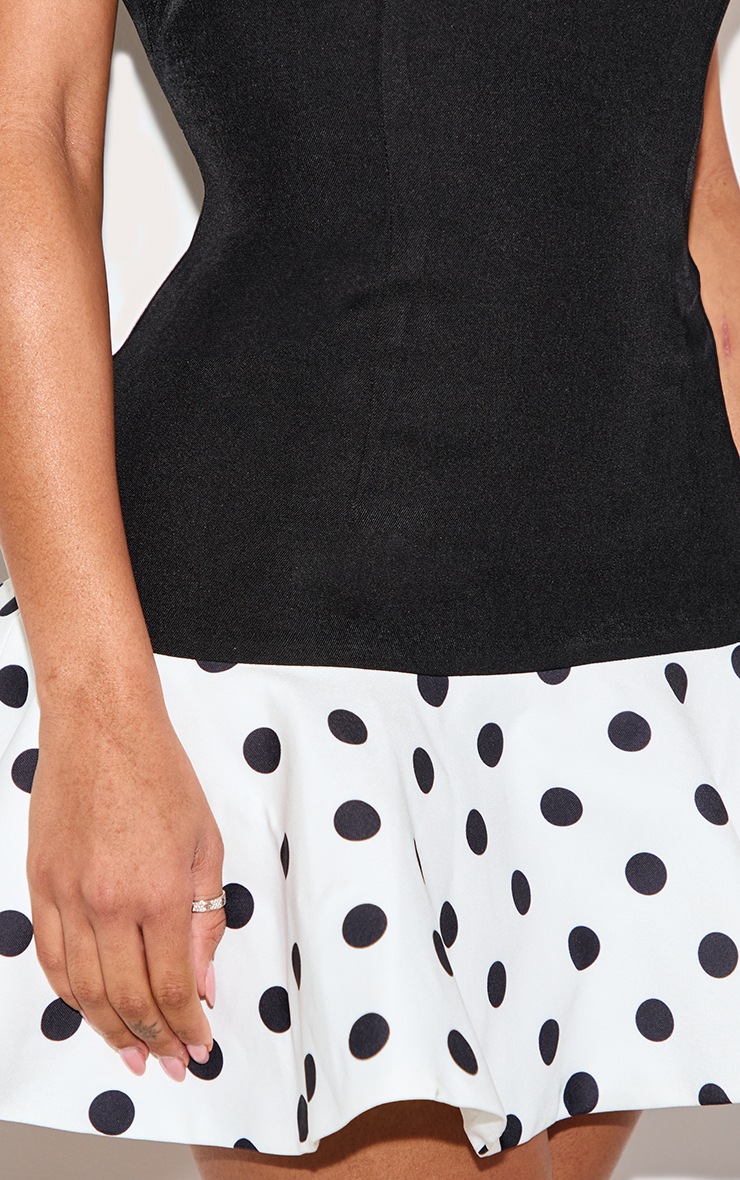 Shape Black Polkadot Boat Neck Wave Hem Mini Dress | Shape | PLT