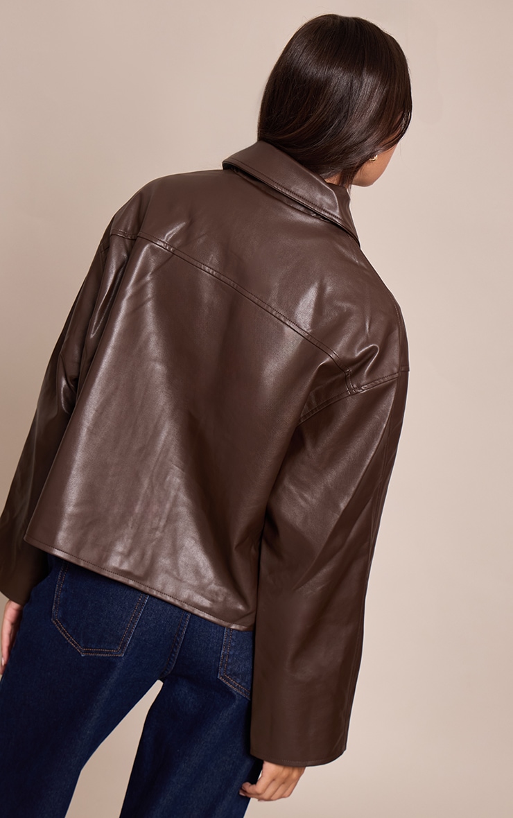 Chocolate Zip Through Pu Jacket | Outerwear | PLT