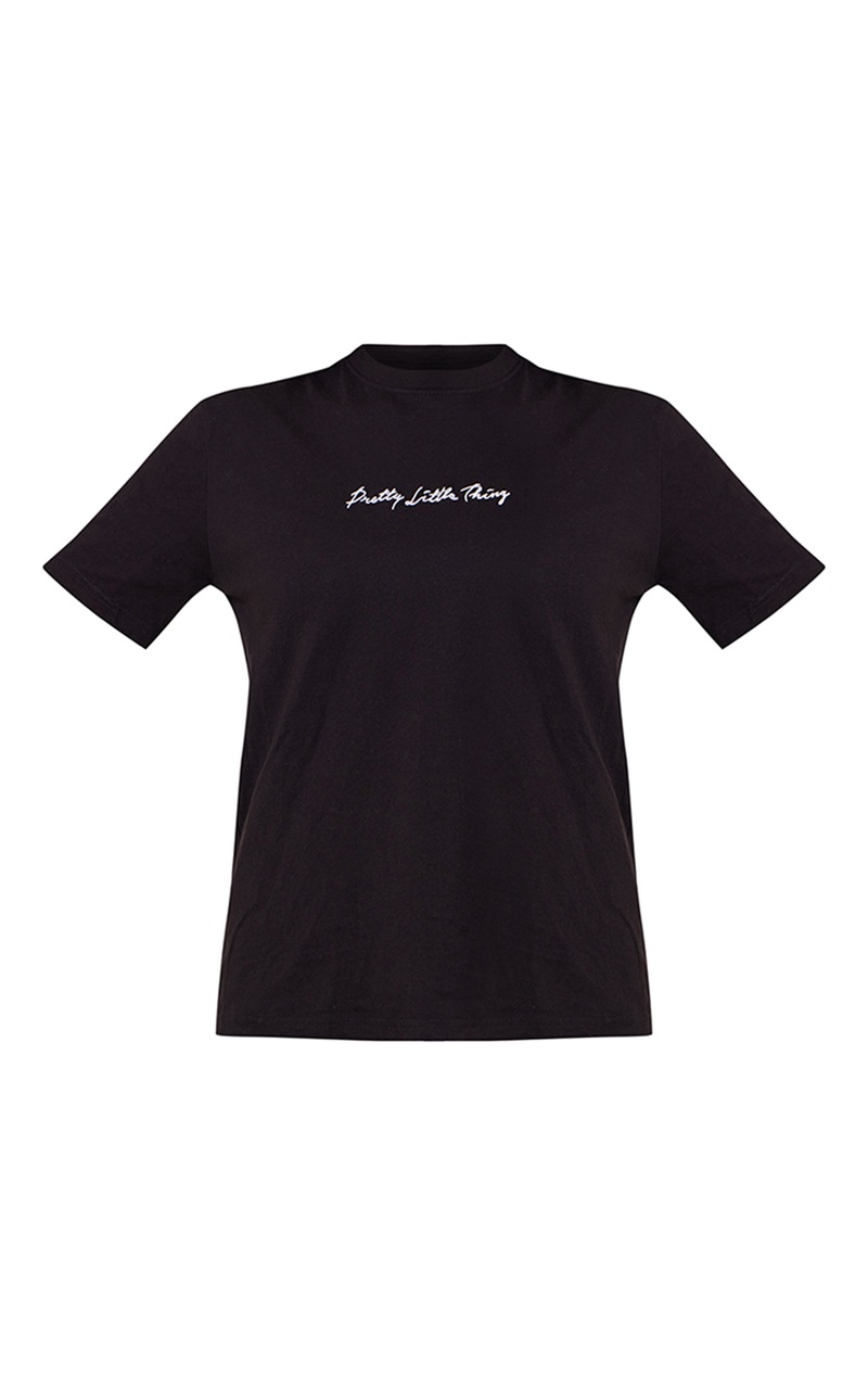 Prettylittlething Organic Black Oversized T-Shirt | PrettyLittleThing