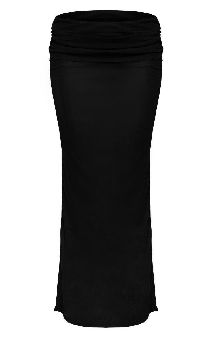 Black Burnout Fold Over Hem Low Rise Maxi Skirt | Co-ords | PrettyLittleThing