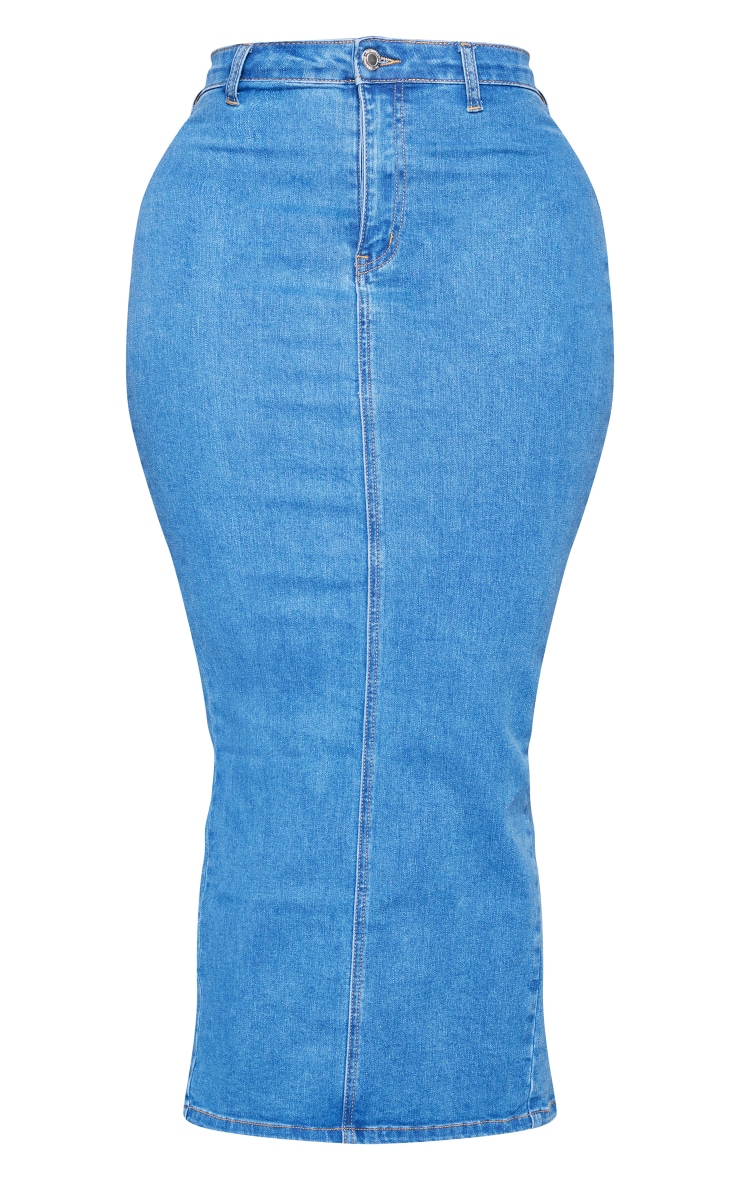 Shape Mid Blue Wash Denim Disco Midaxi Skirt | Shape | PLT USA