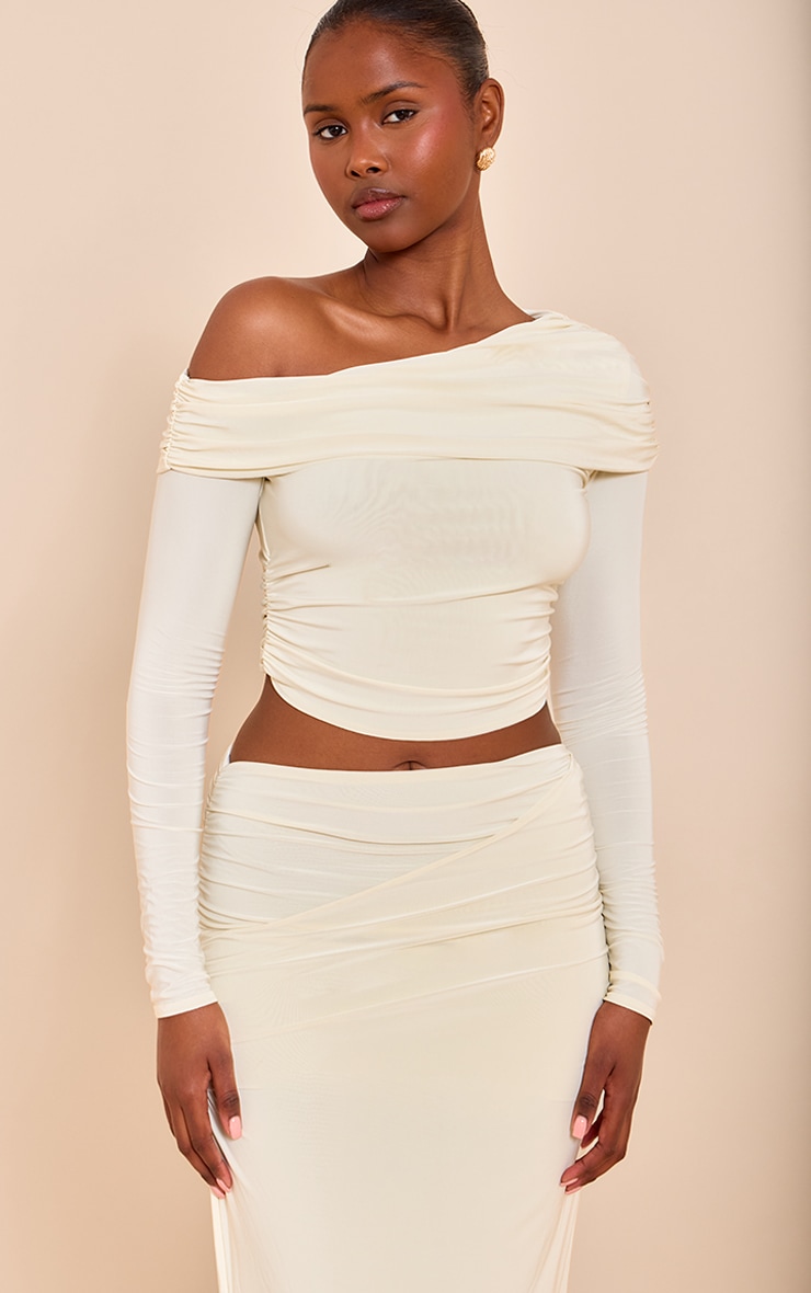 Almond Matte Sculpt Slinky Fold Over Top | Co-ords | PLT AUS