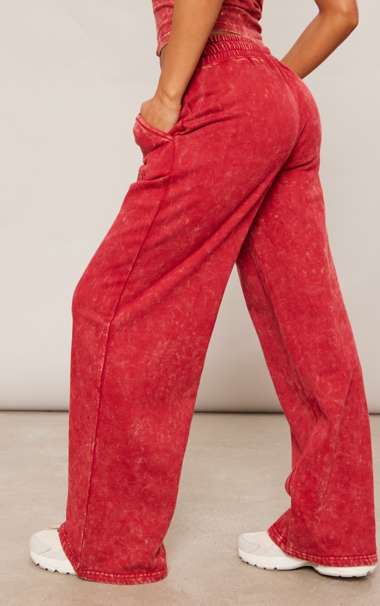 Red Washed Oversized Low Rise Wide Leg Sweatpants | Athleisure ...