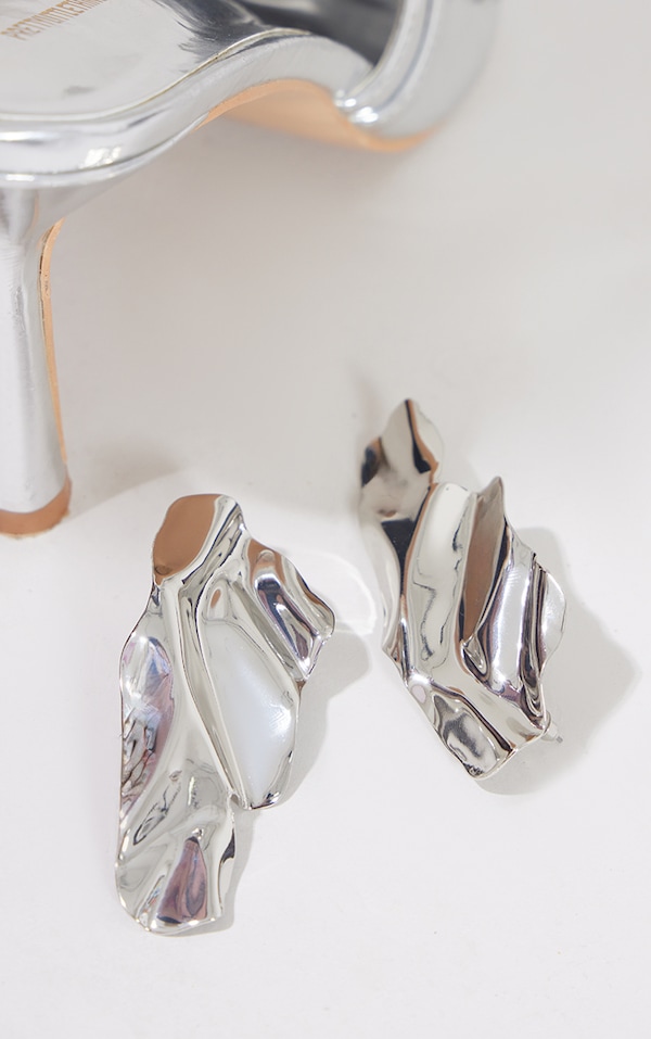 Silver Molten Abstract Statement Earrings | Accessories | PLT