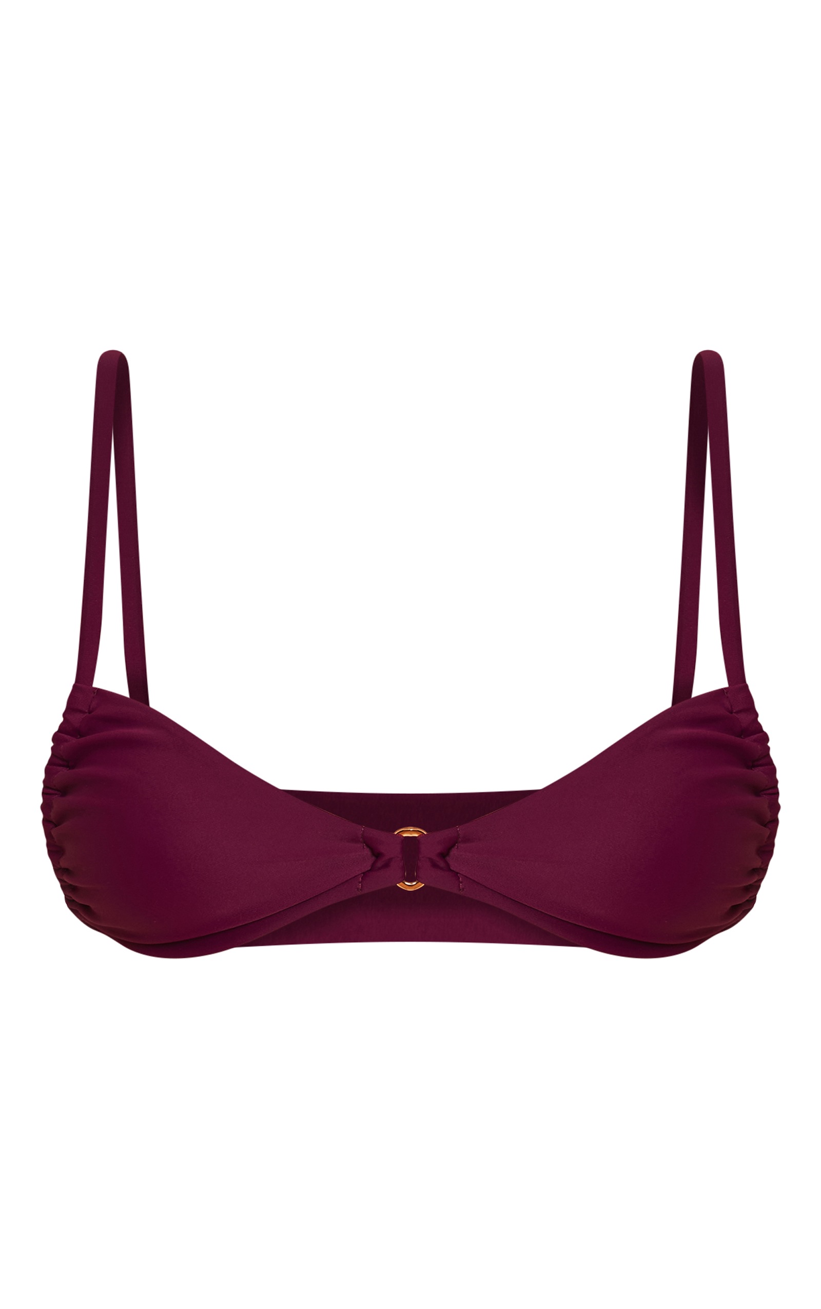 Purple O Ring Ruched Cup Bikini Top | Swimwear | PrettyLittleThing USA