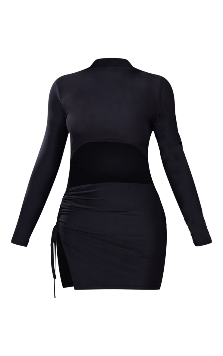 Petite Black High Cut Out Bodycon Dress | Petite | PrettyLittleThing KSA