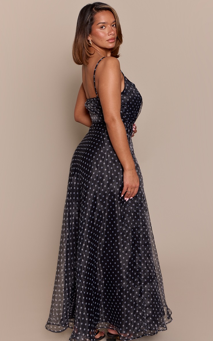 Shape Black And White Polka Dot Organza Maxi Dress | Shape | PLT KSA