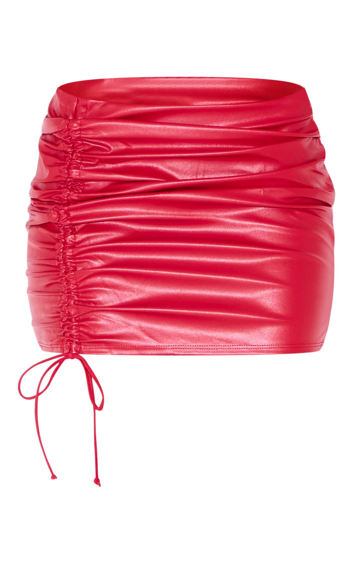 Red Faux Leather Ruched Micro Mini Skirt | Co-ords | PLT