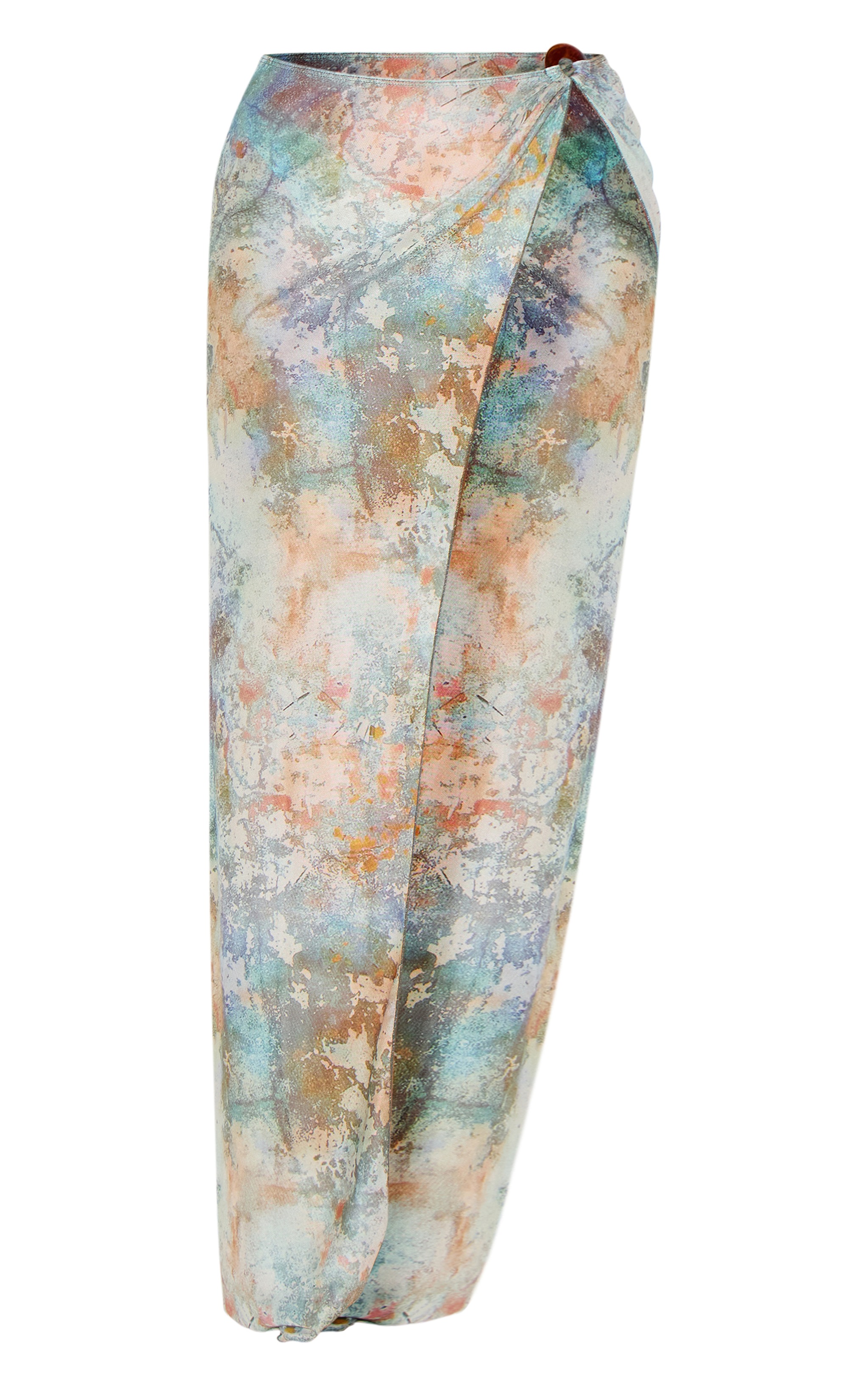 Green Mottled Print O Ring Detail Maxi Beach Skirt | Swimwear ...