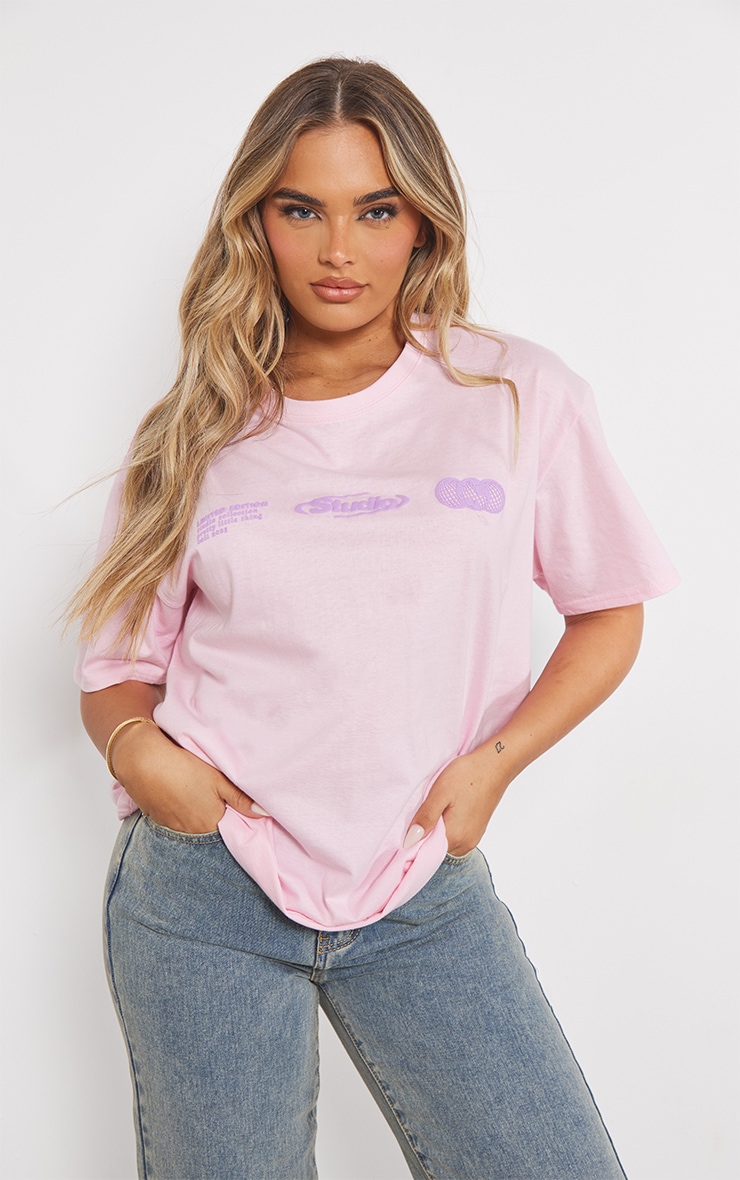 PLT Lilac Studio Shine Puff Print T Shirt | Tops | PrettyLittleThing AUS