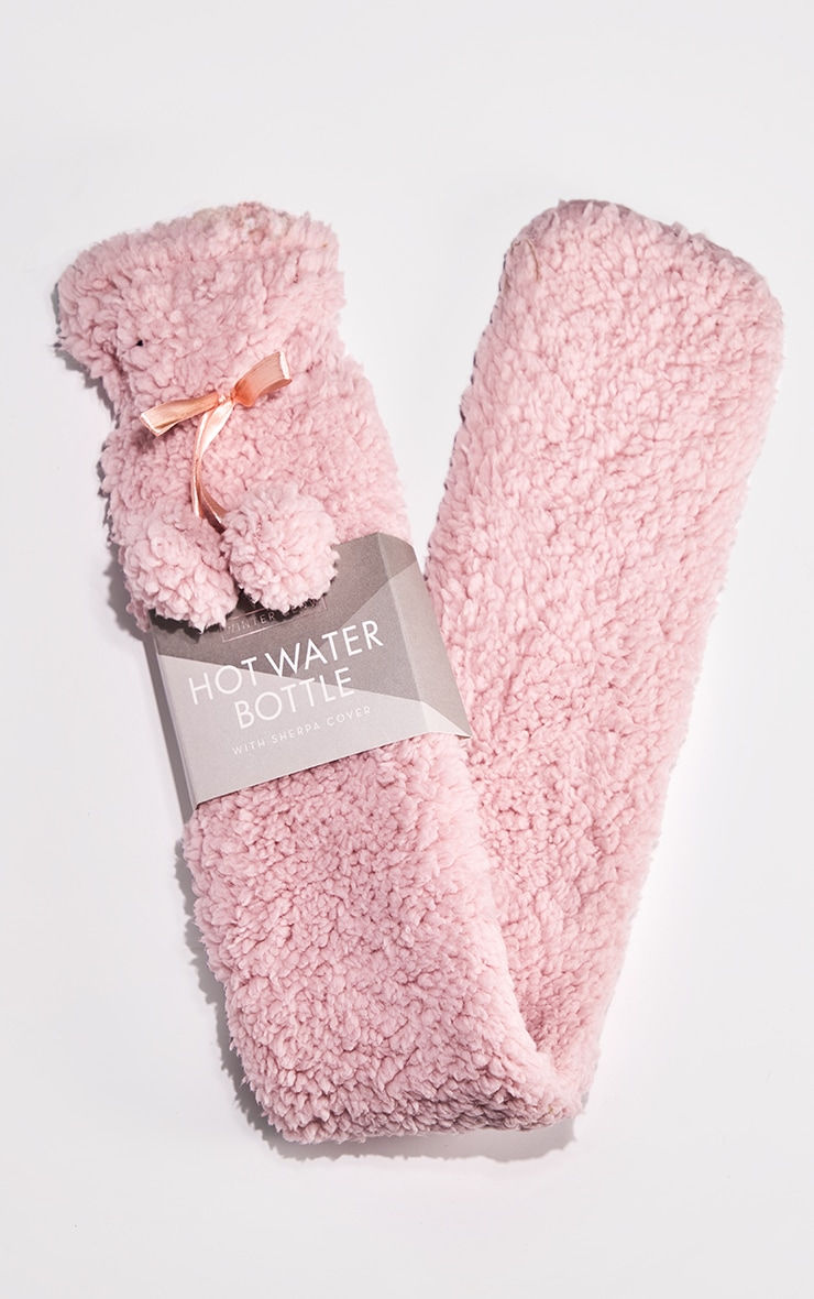 Pink Sherpa Cover Long Hot Water Bottle 2L | Accessories ...