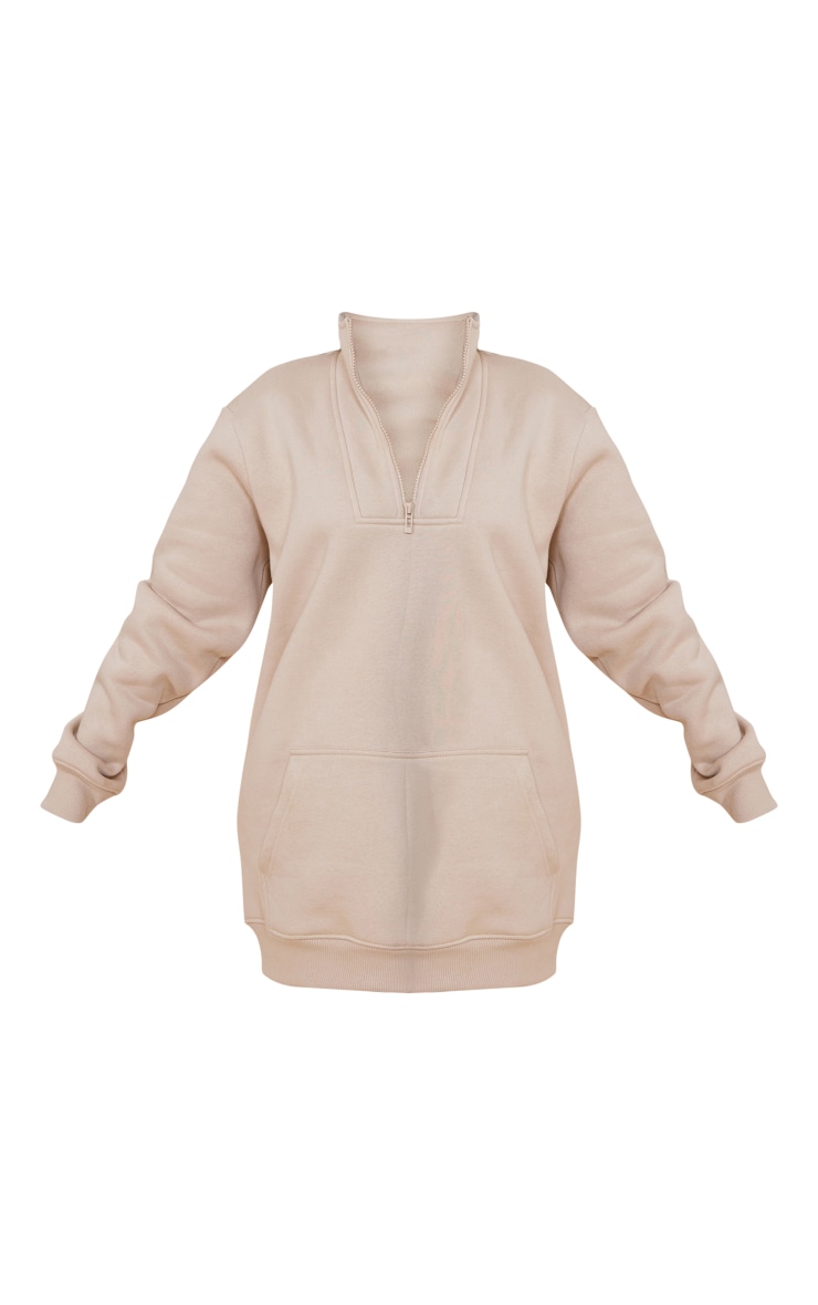 Petite Stone Quarter Zip Jumper Dress | PrettyLittleThing