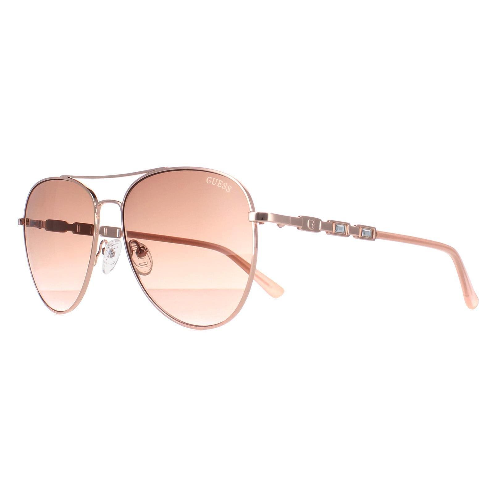 Guess Gold Aviator Shiny Rose Gold Brown Gradient GF6143 ...