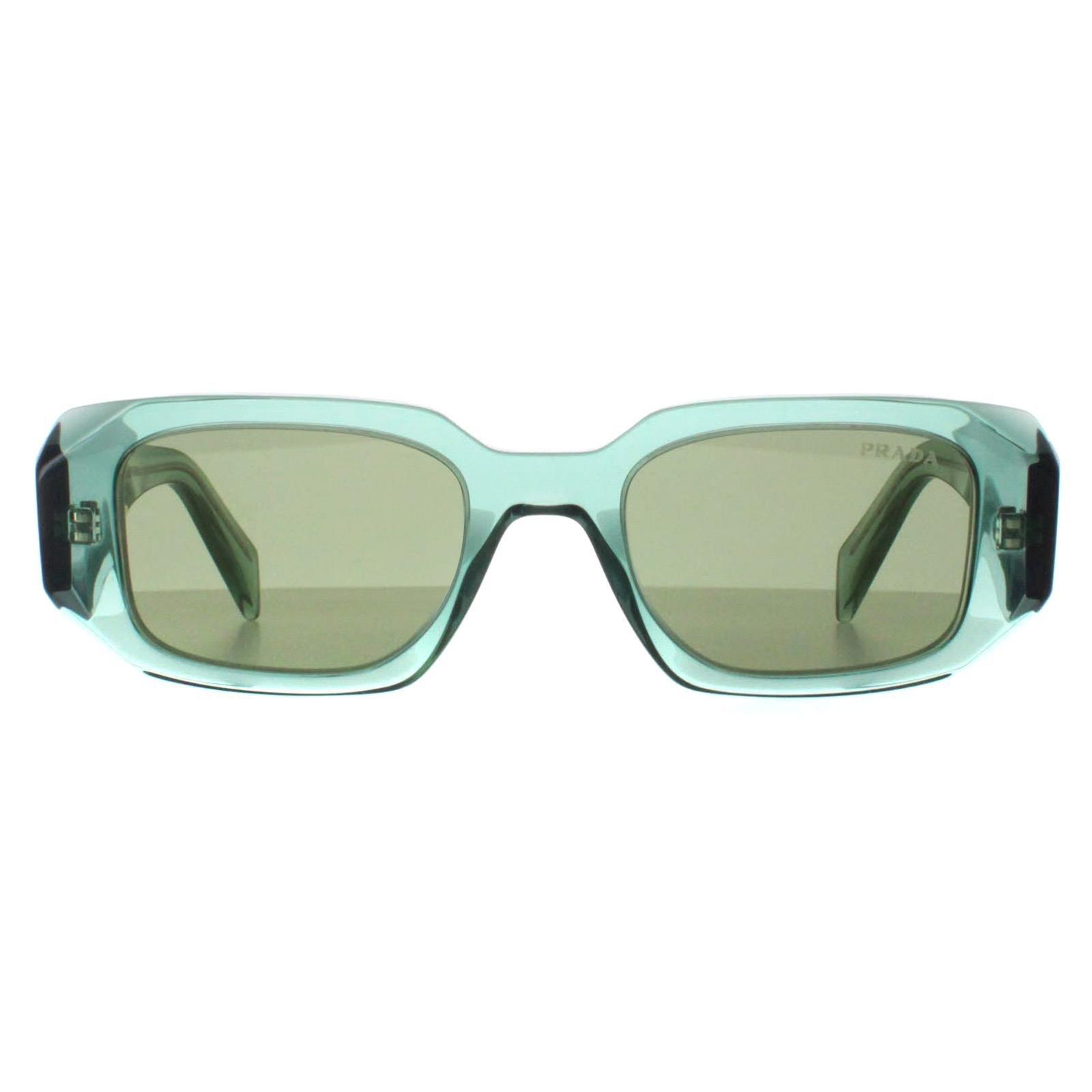 Prada Green Rectangle Transparent Sage Green Mirror Internal Silver ...
