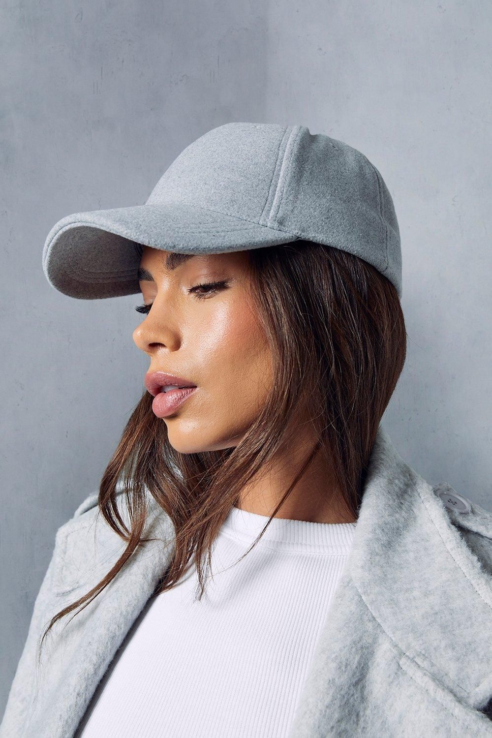 MissPap Grey Melton Wool Embroidered Cap | PLT