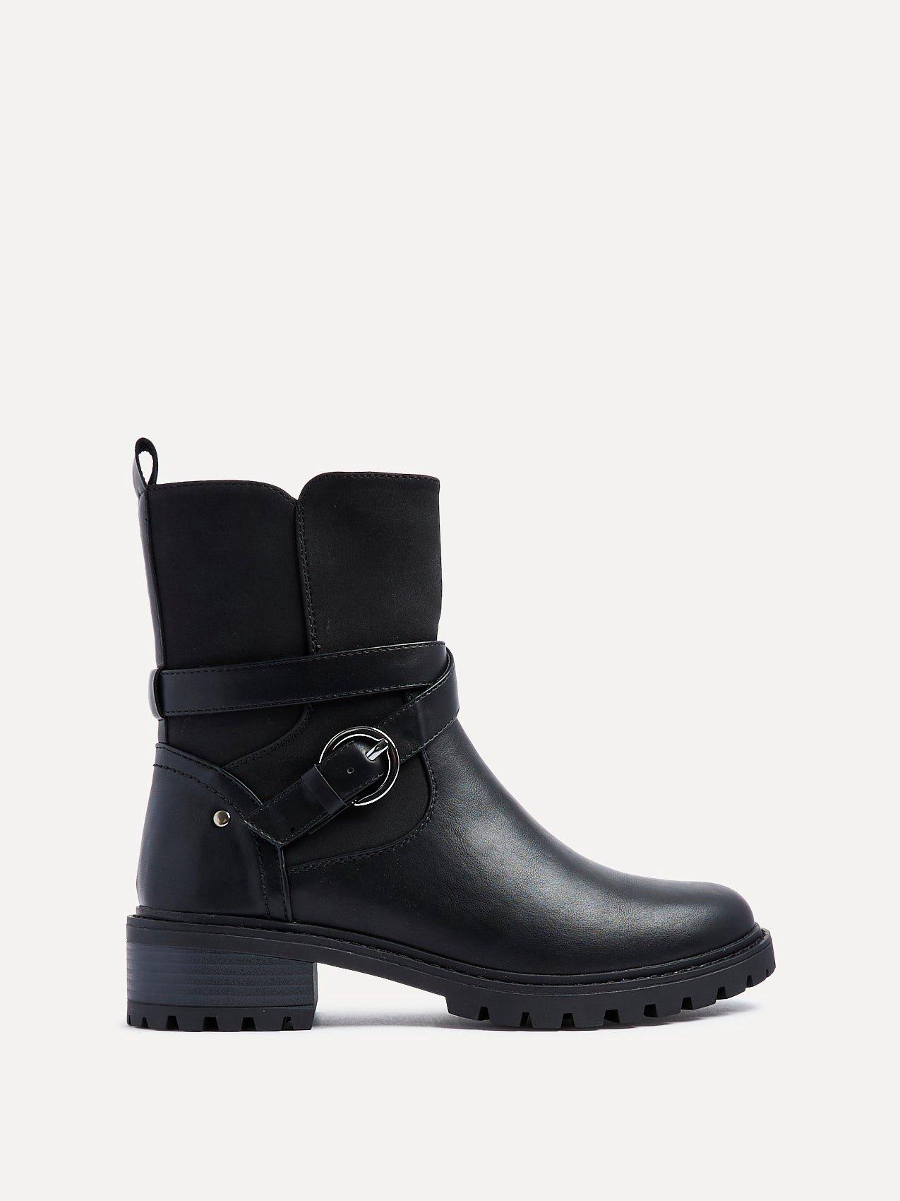 Linzi Black Metro Black Faux Leather Chunky Boot | PLT