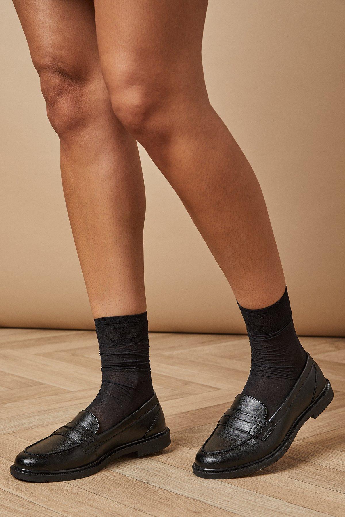 Oasis Black Beech Faux Leather Penny Loafers | PLT