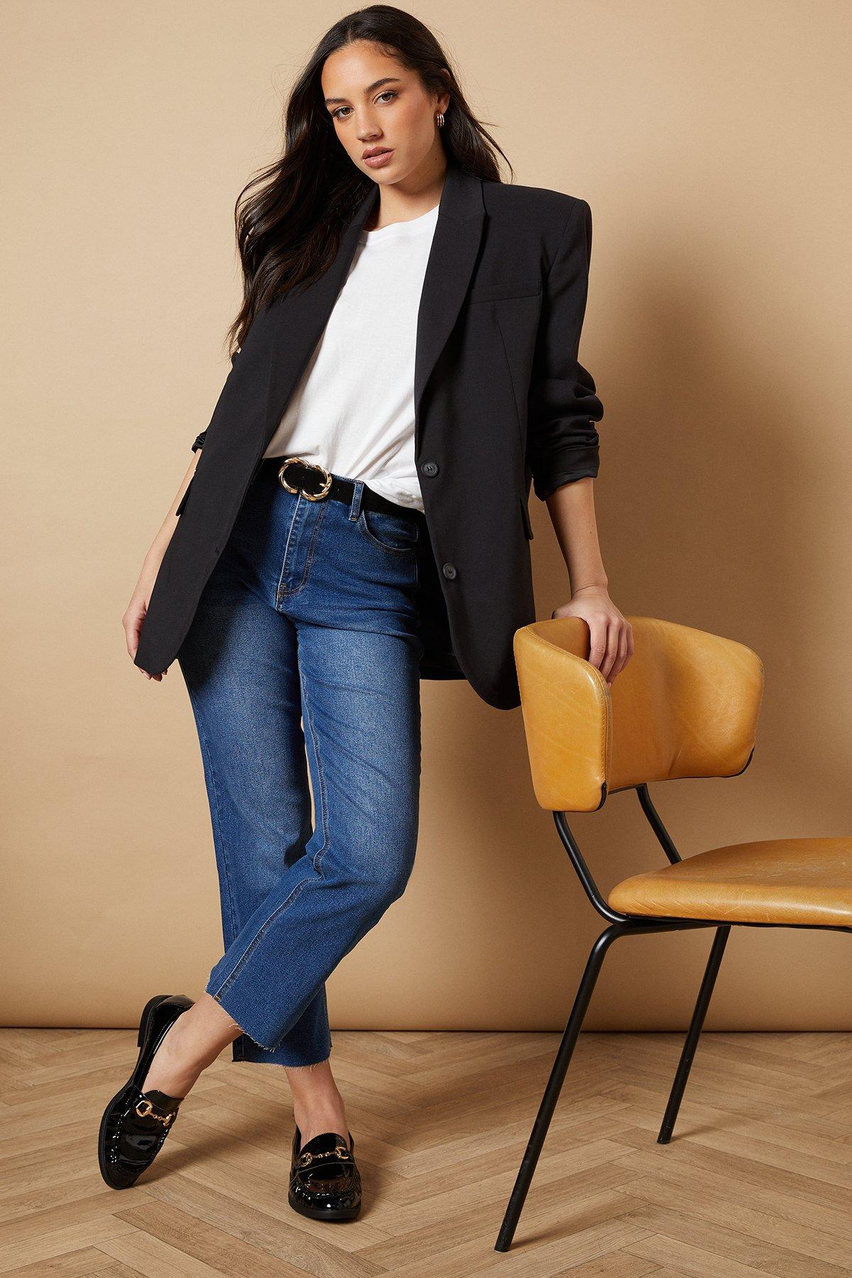 Oasis True Black Brynn Faux Leather Snaffle Detail Loafers | PLT