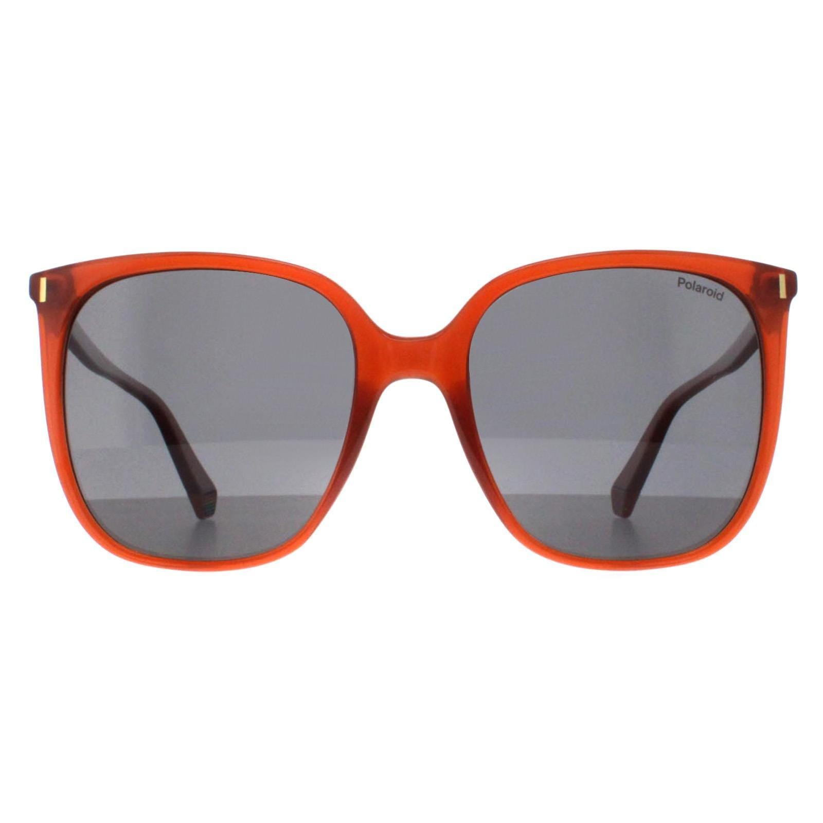 Polaroid Orange Square Orange Grey Polarized PLD 6218/S | PrettyLittleThing