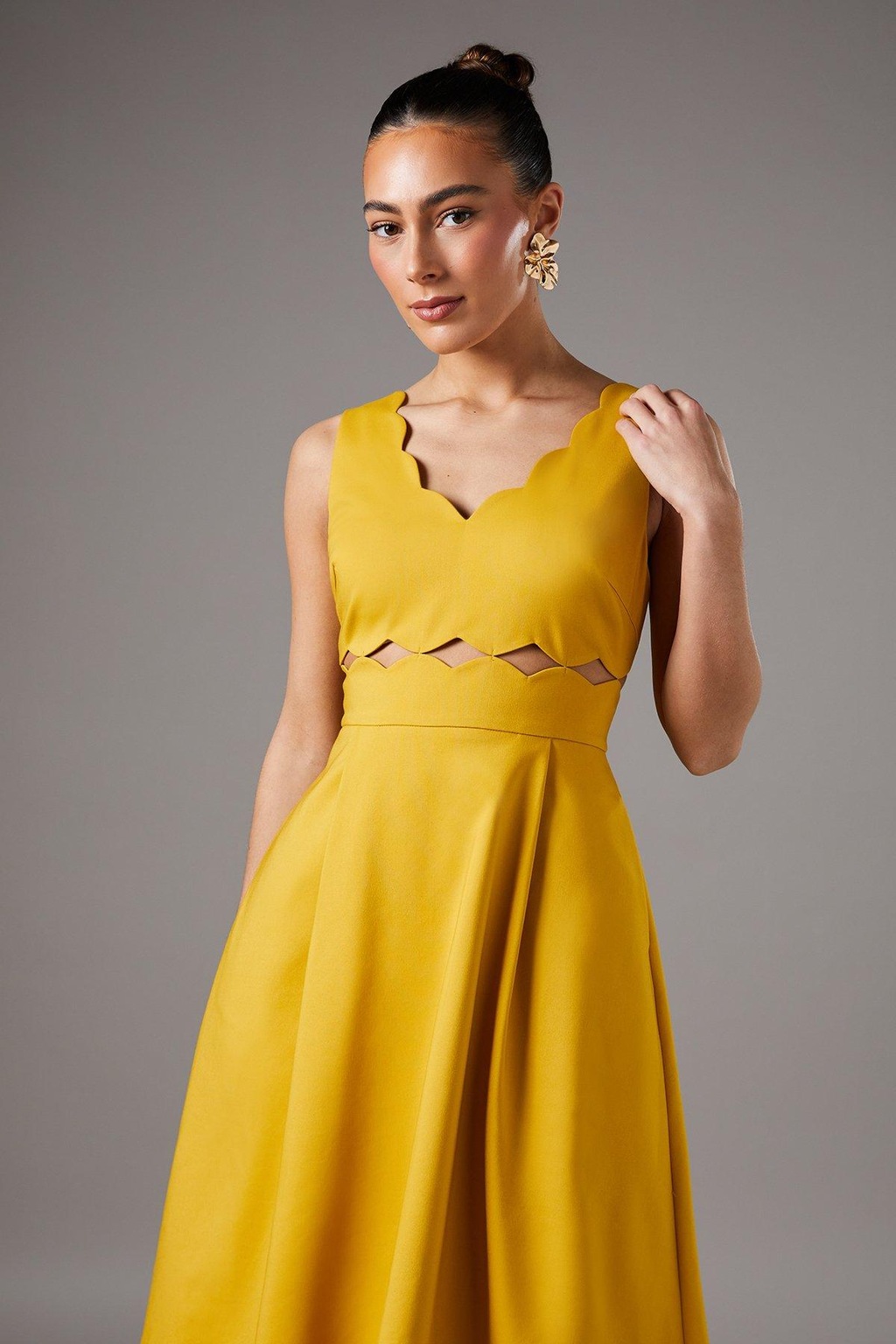 Coast Chartreuse Scallop Fit And Flare Dress | PLT
