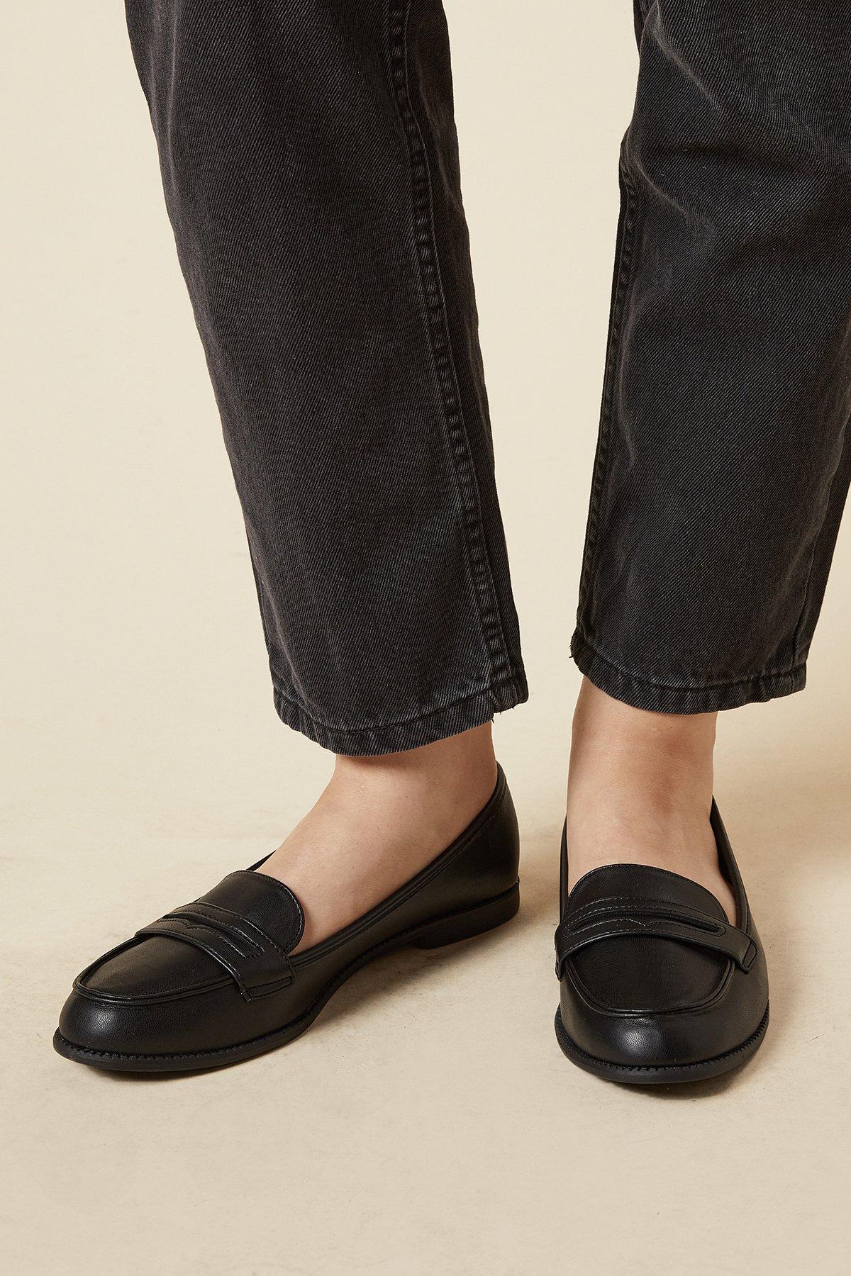 Dorothy Perkins Black Lara Penny Loafers | PLT