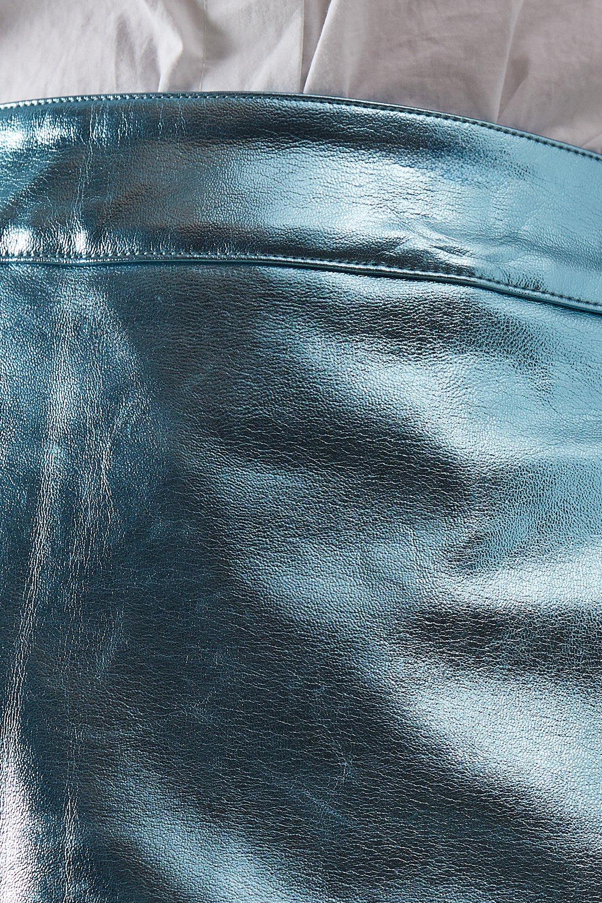 Warehouse Blue Metallic Mini Skirt | PrettyLittleThing