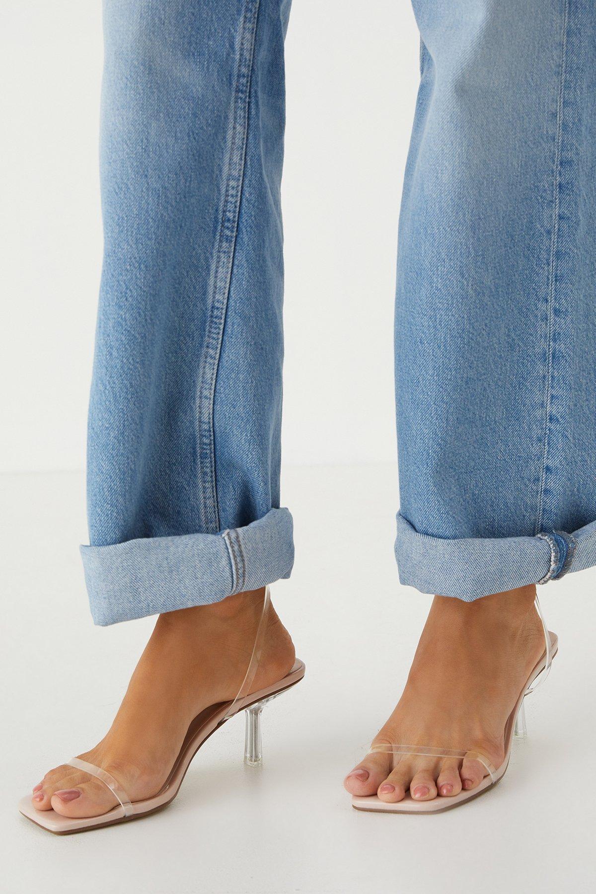 MissPap Nude Barely There Vinyl Kitten Heel Sandals | PLT