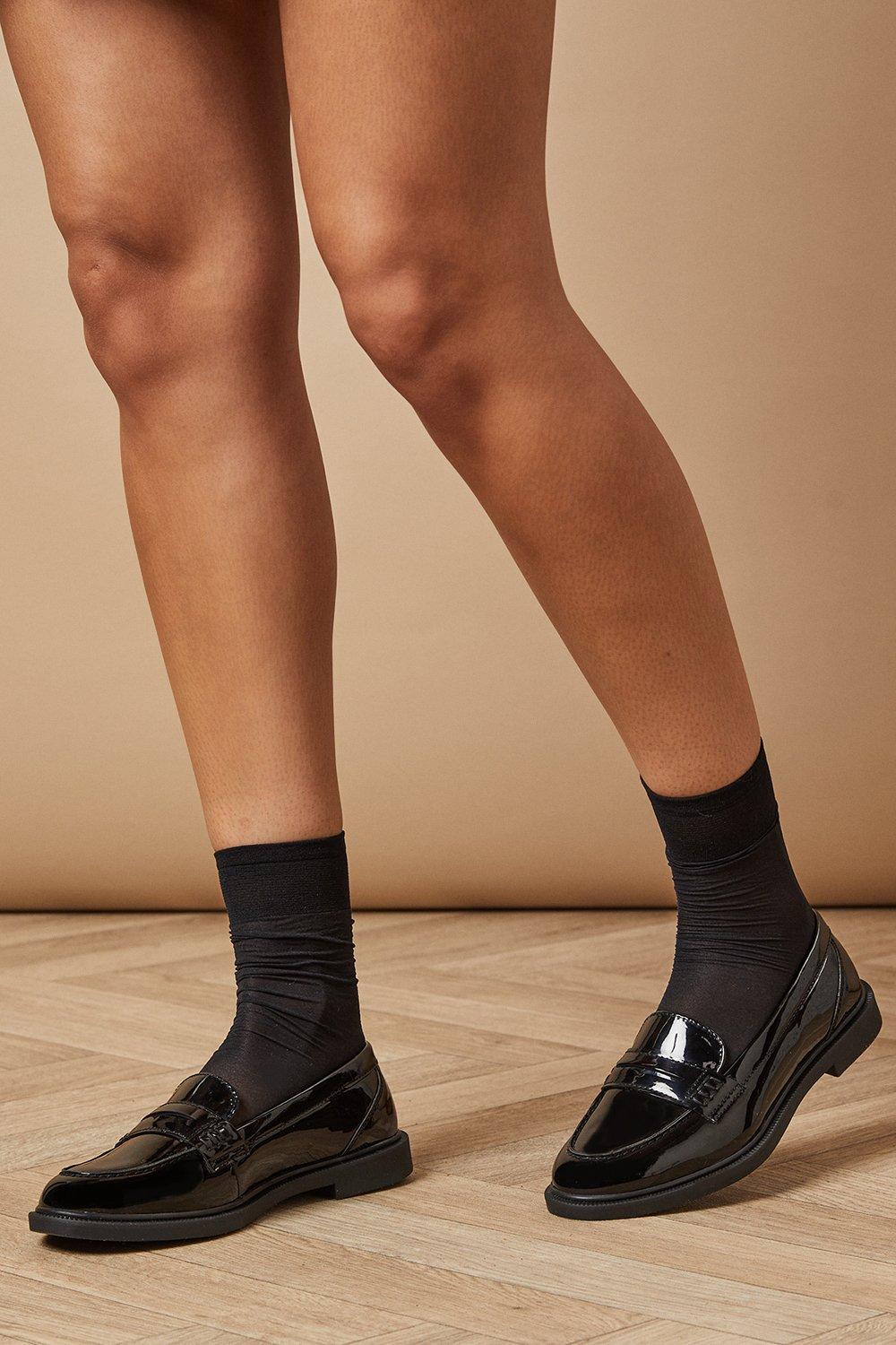 Oasis True Black Beech Faux Leather Penny Loafers | PLT