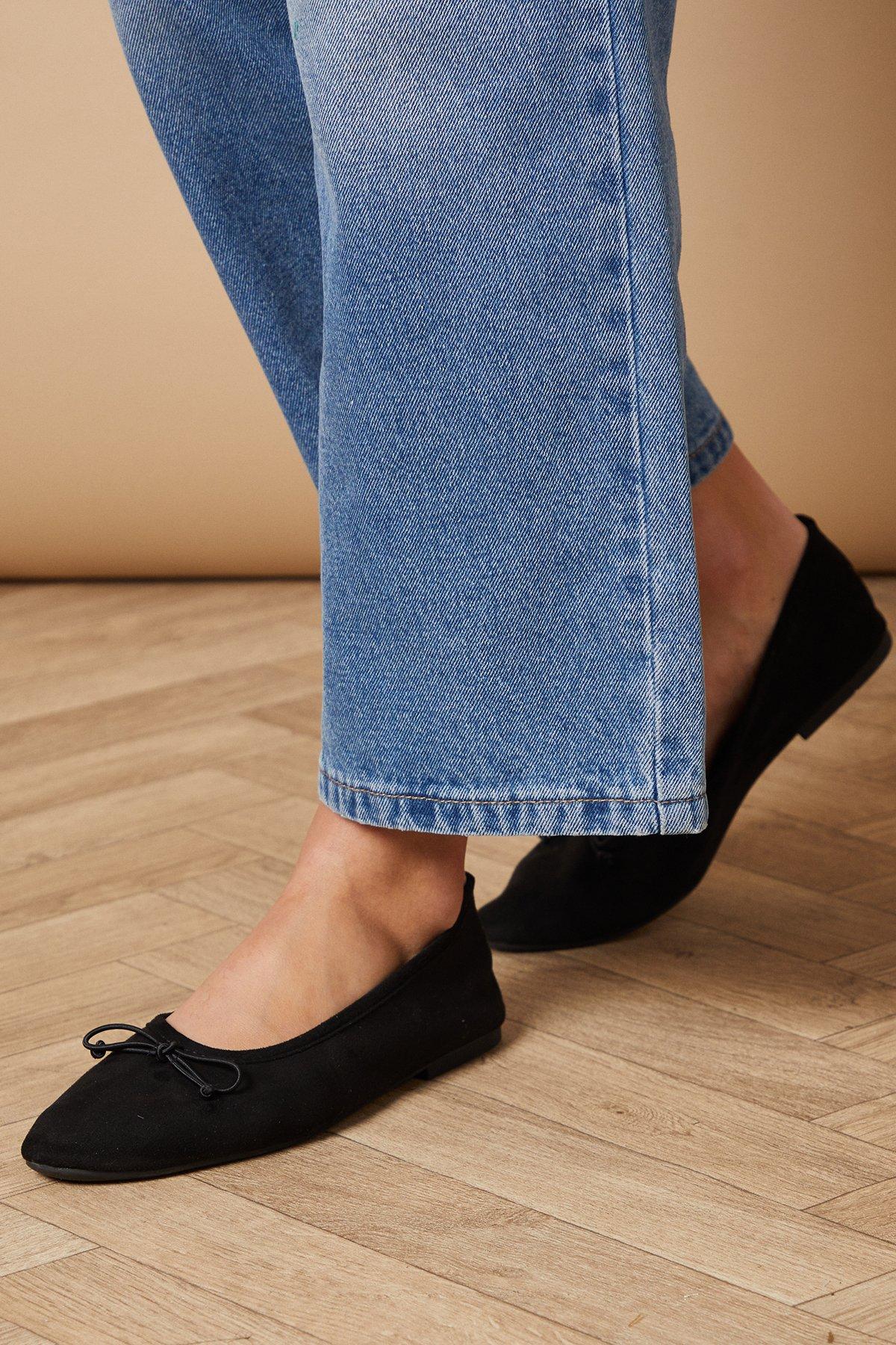Oasis Black Mariselle Faux Suede Soft Ballet Pumps | PLT